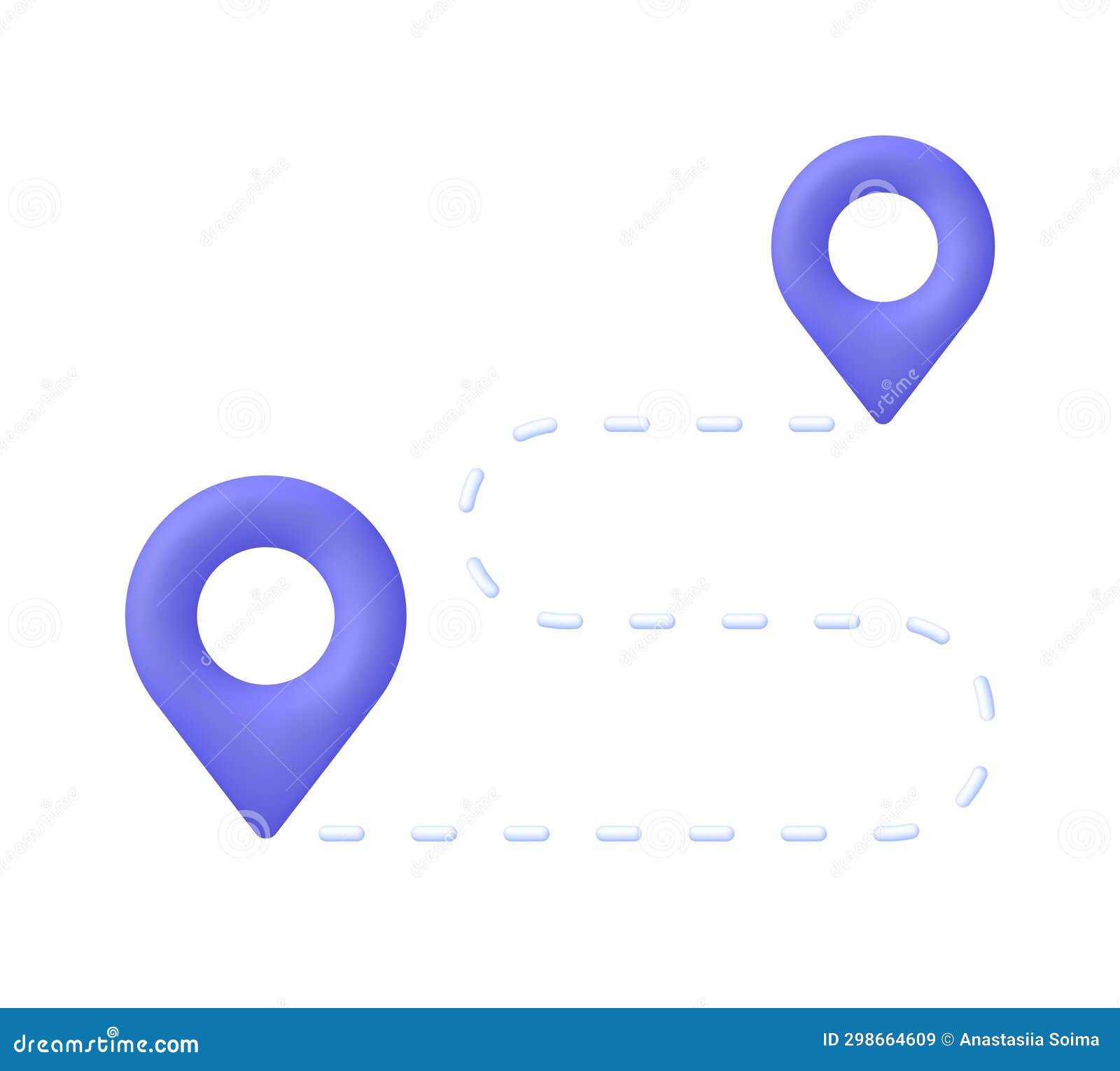 3D Route Location Line with Pin Icon. Concept of Path or Road. Locator ...