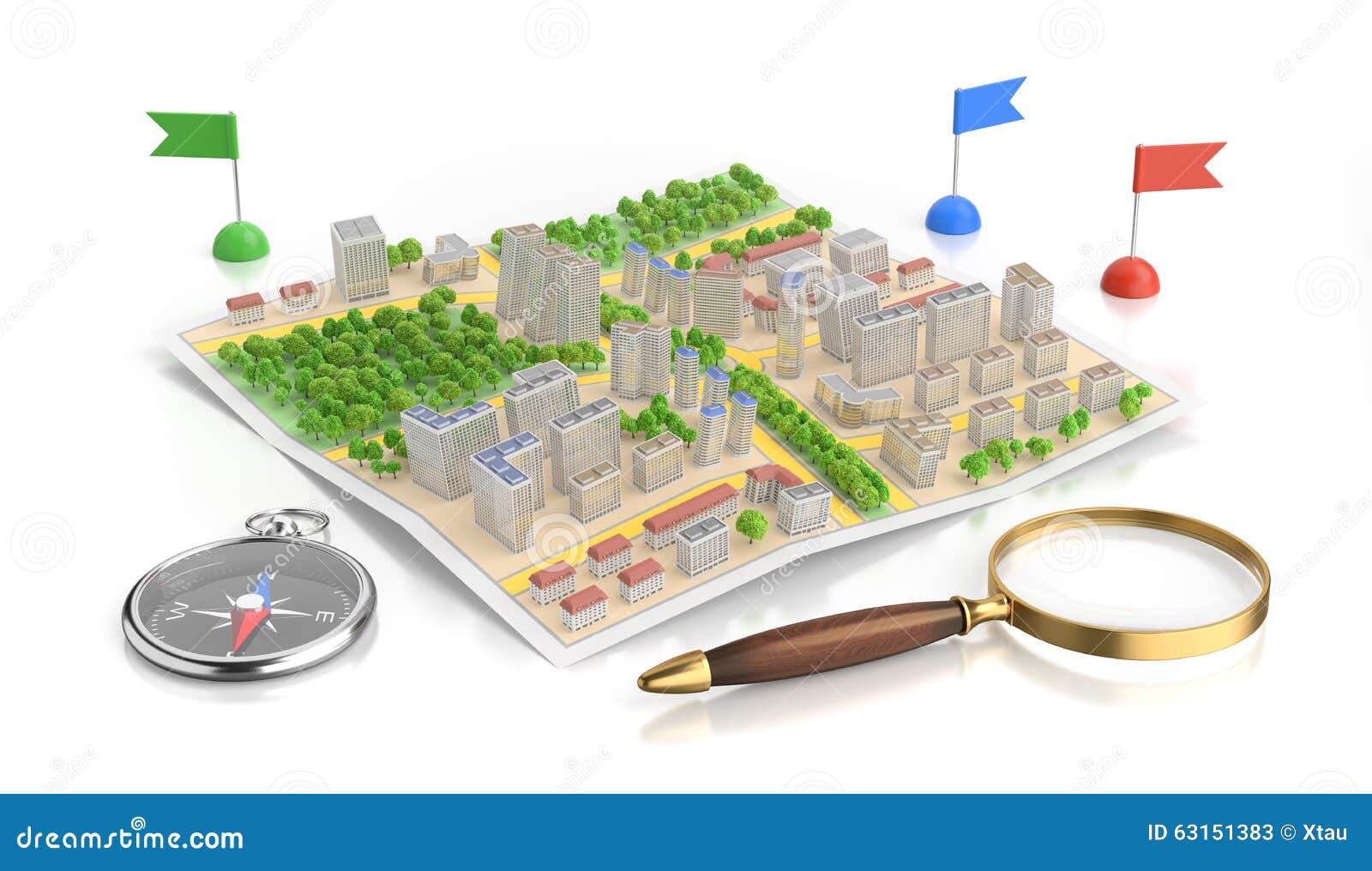 3D Route Map of a City stock illustration. Illustration of city - 63151383