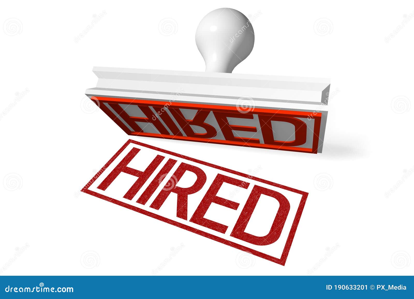 Hired - White and Red Rubber Stamp Stock Illustration - Illustration of ...