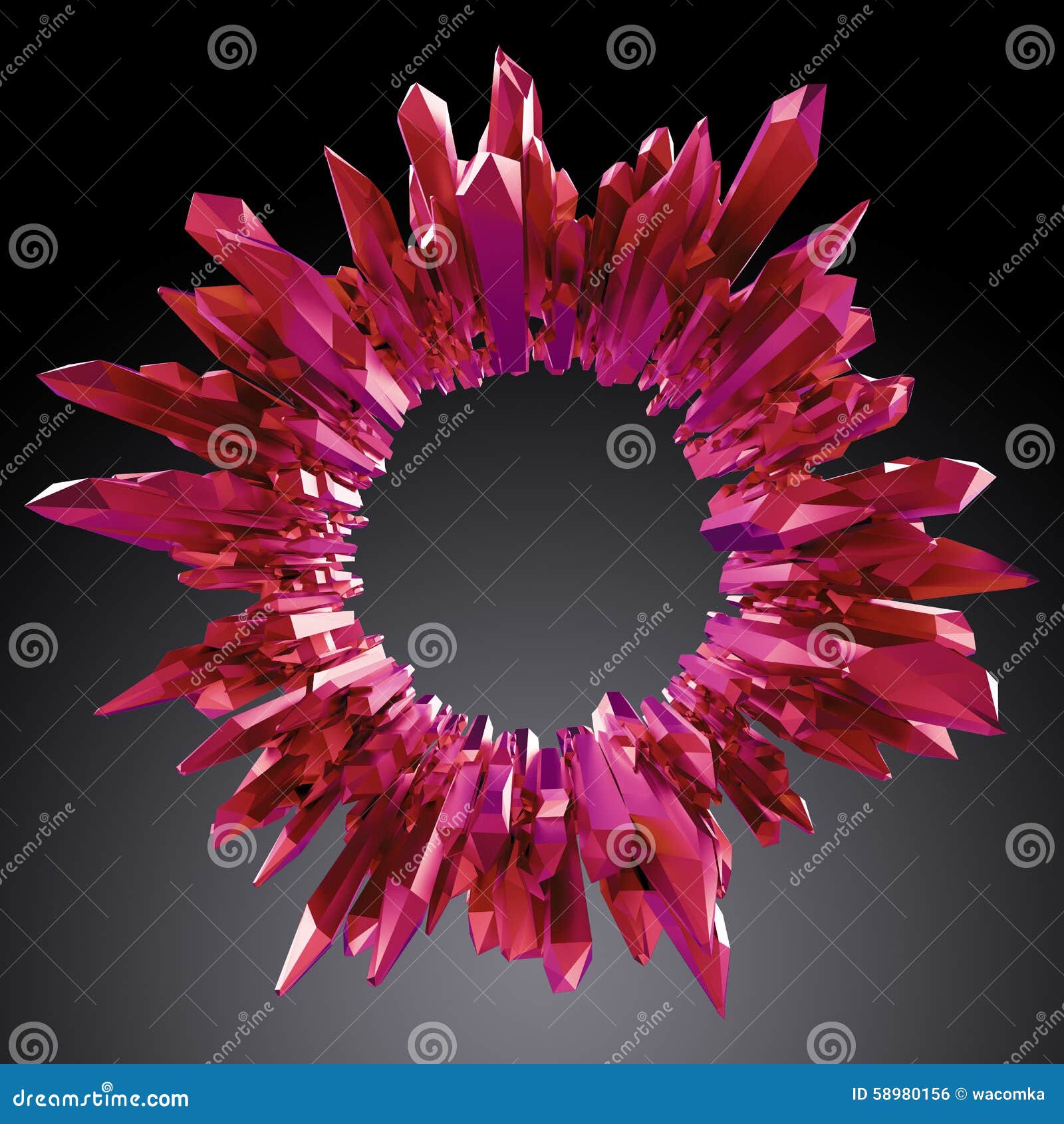 3d Ruby Red Crystals Background, Crystallized Round Object, Abst Stock ...