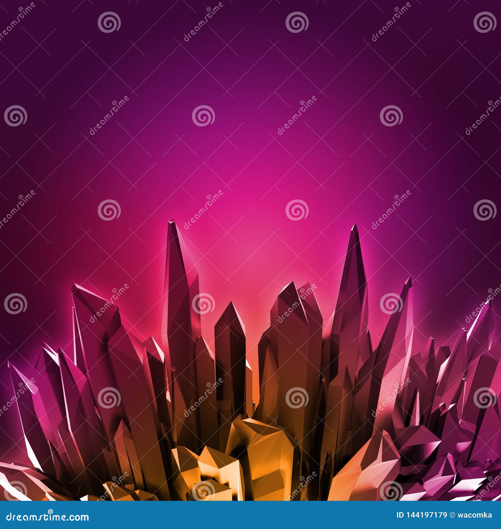 3d Ruby Red Crystals Background, Pink Neon Crystallized Object ...