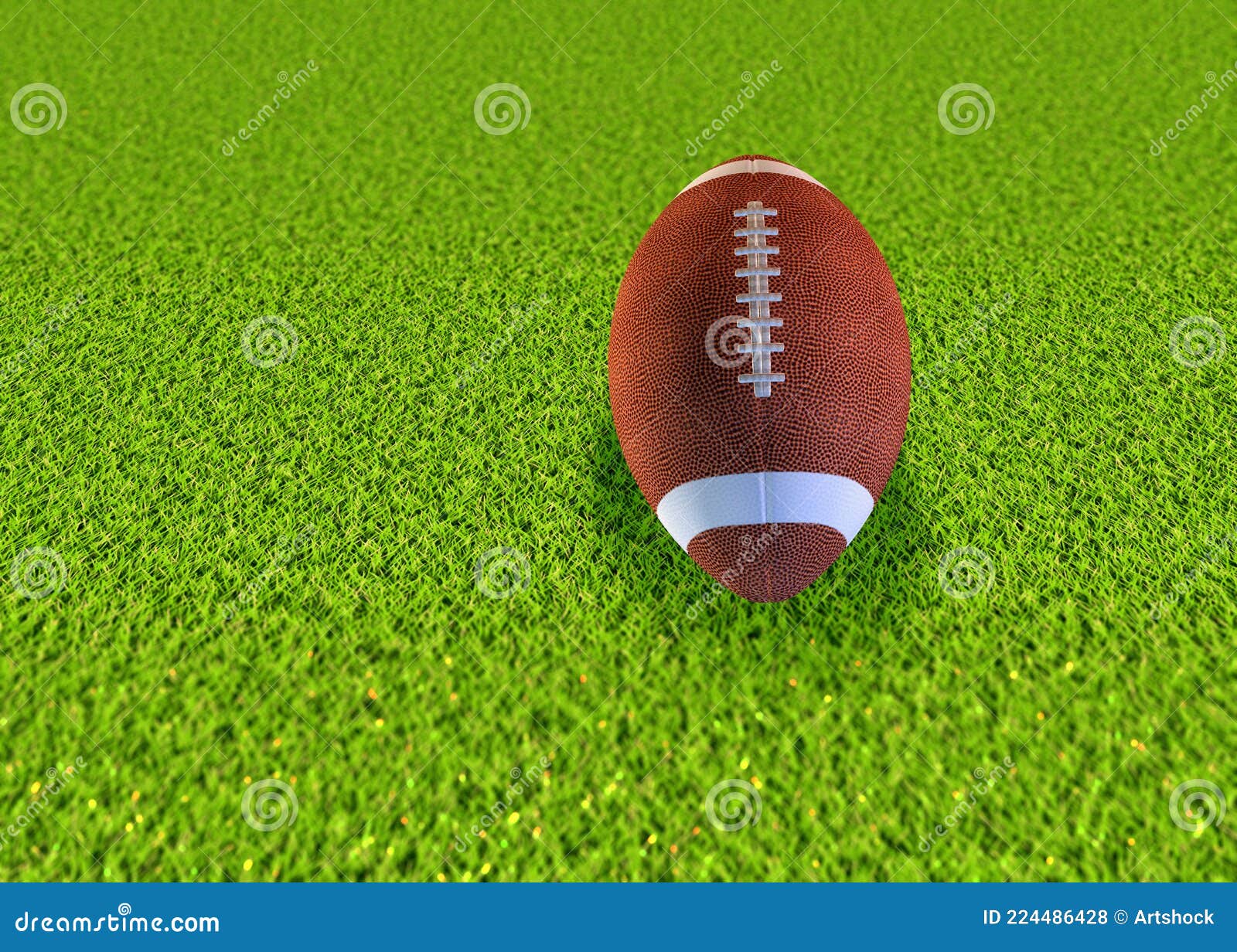 3D Rugby ball on grass stock illustration. Illustration of brown ...