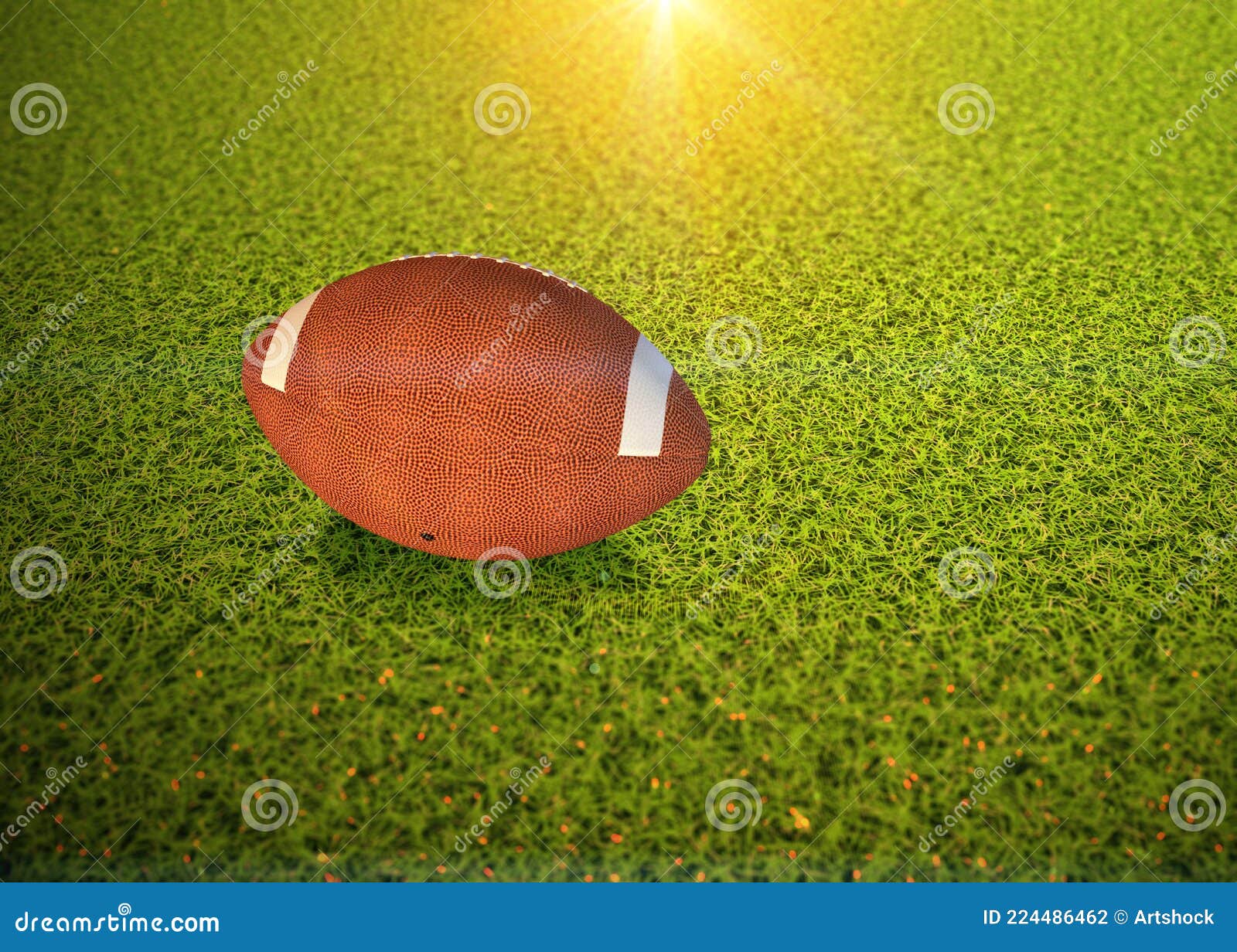 3D Rugby ball on grass stock illustration. Illustration of championship ...
