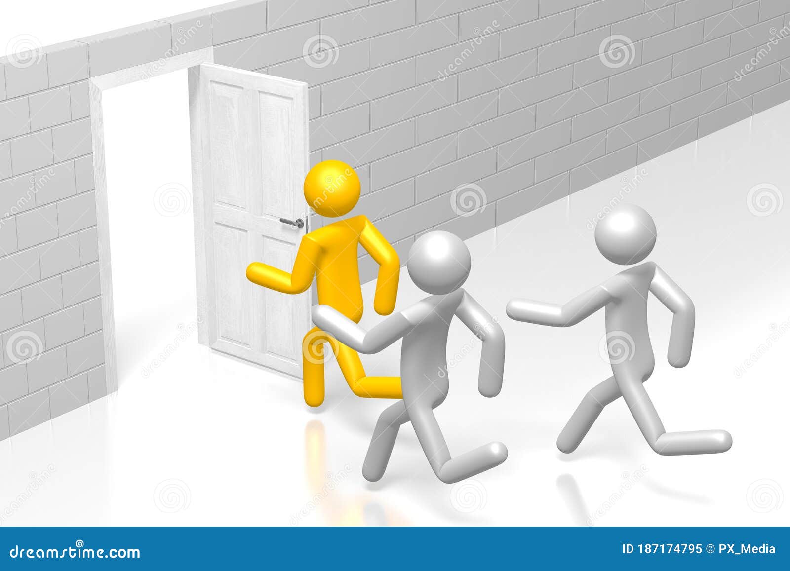 3D Running Cartoon Characters, Door, Wall - Competition Concept Stock ...