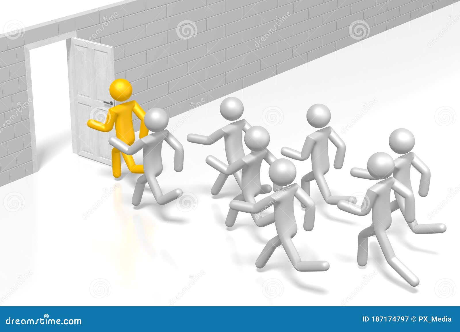 3D Running Cartoon Characters, Door, Wall - Competition Concept Stock ...