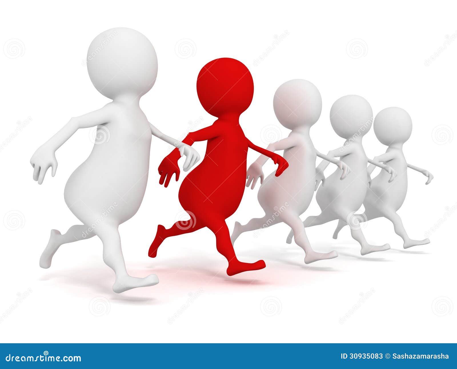 3d Running Human Group with One Red Individual Leader Stock ...