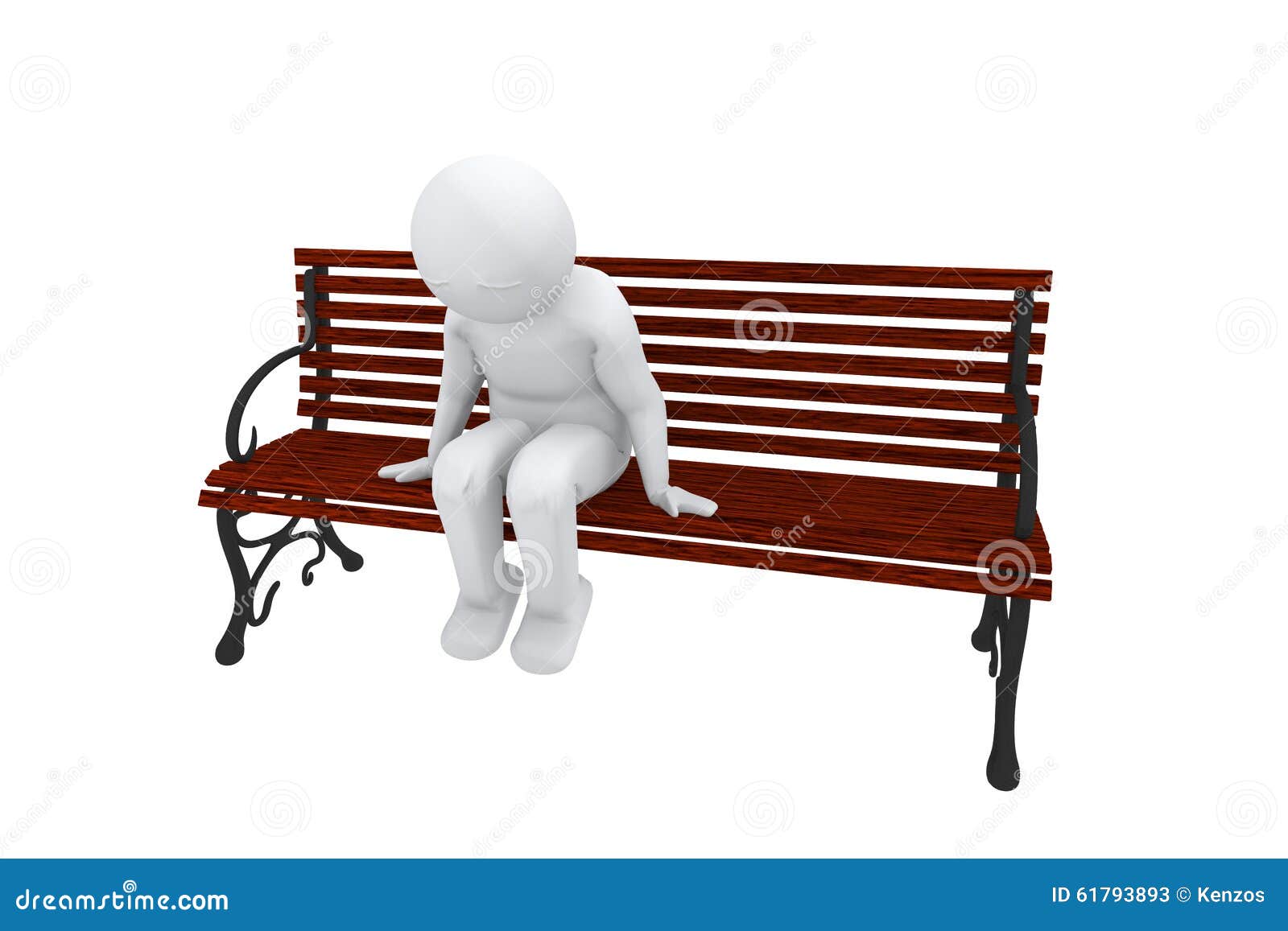 3d Sad Human Sits on a Bench Stock Illustration - Illustration of sits ...