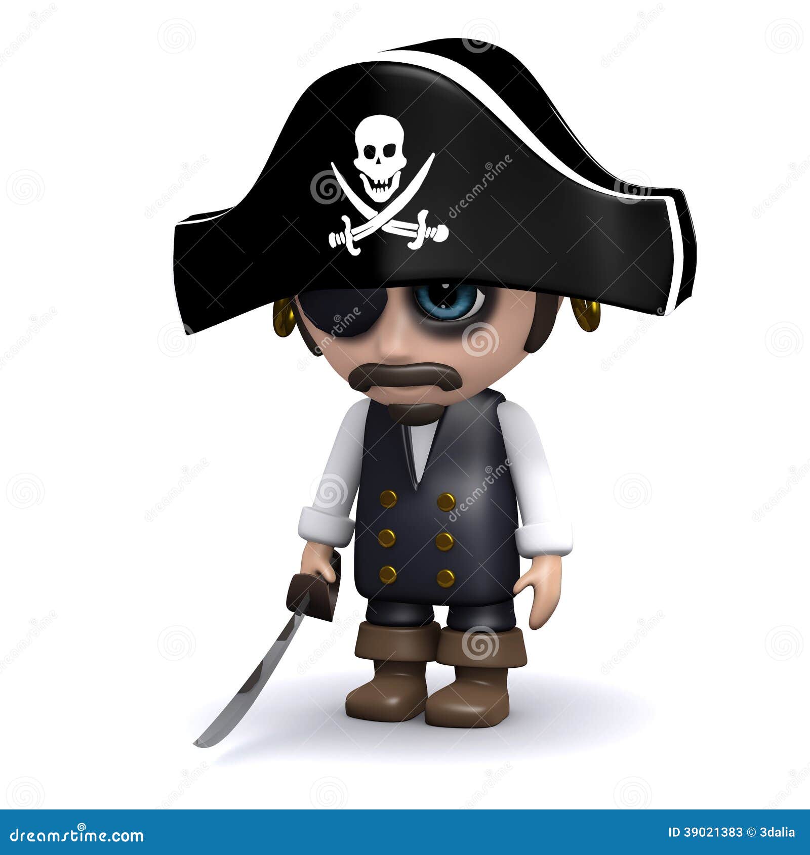 3d Sad Pirate Stock Illustration - Image: 39021383
