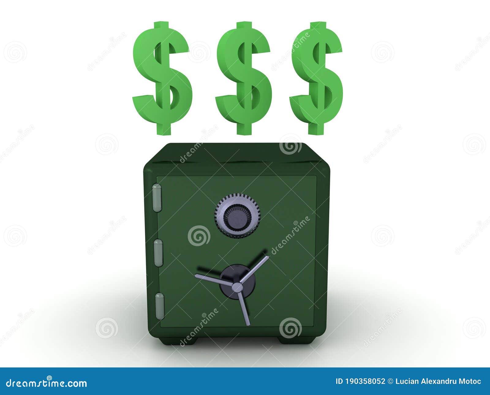 3D Safe with Dollar Symbols Above Stock Illustration - Illustration of ...