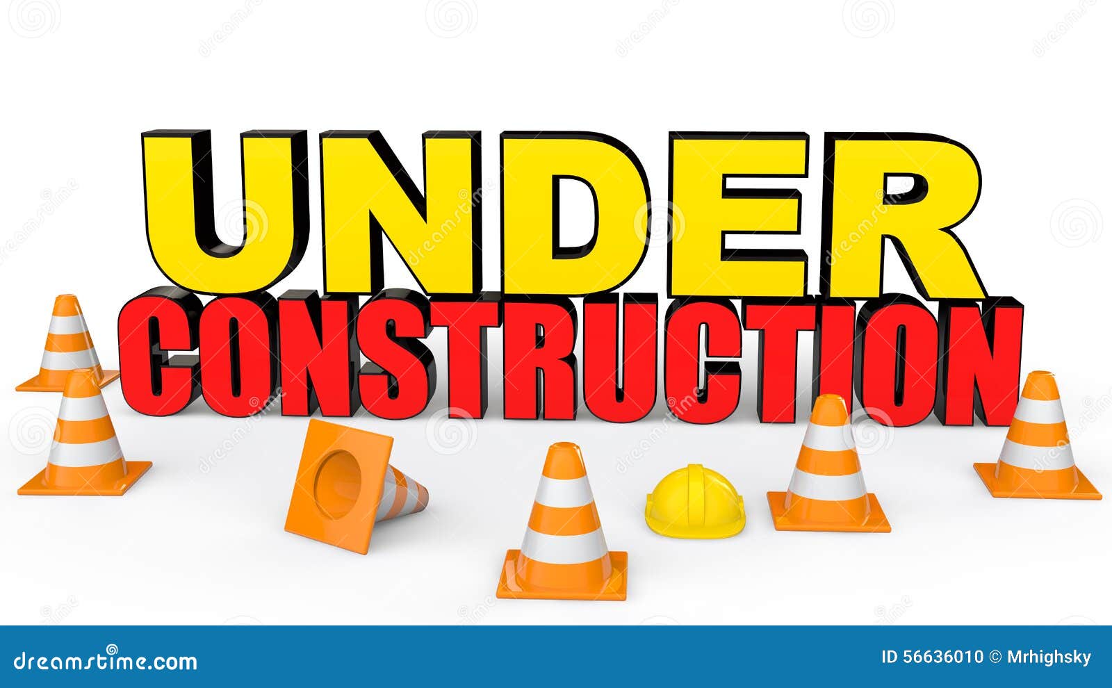 3d Safety Cones and Under Construction Text Stock Illustration ...