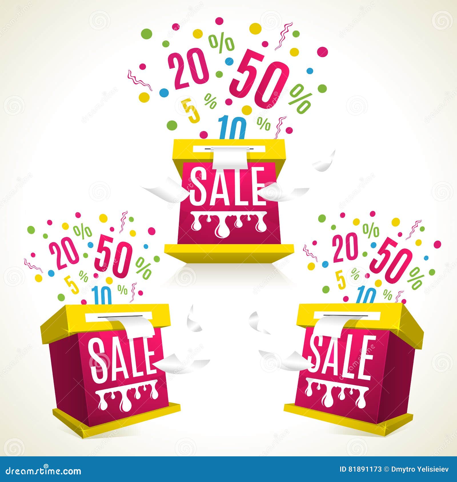 3D sale-boxes. Discounts stock vector. Illustration of discounts - 81891173
