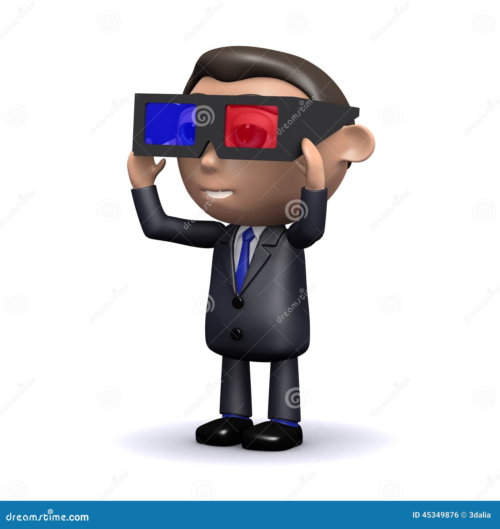 3d Salesman Wearing 3d Glasses Stock Illustration - Illustration of ...