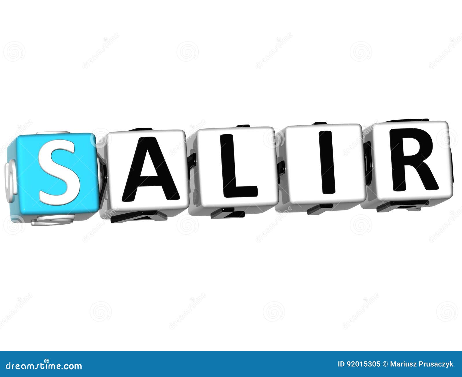 3D Salir Block Text on White Background Stock Illustration ...