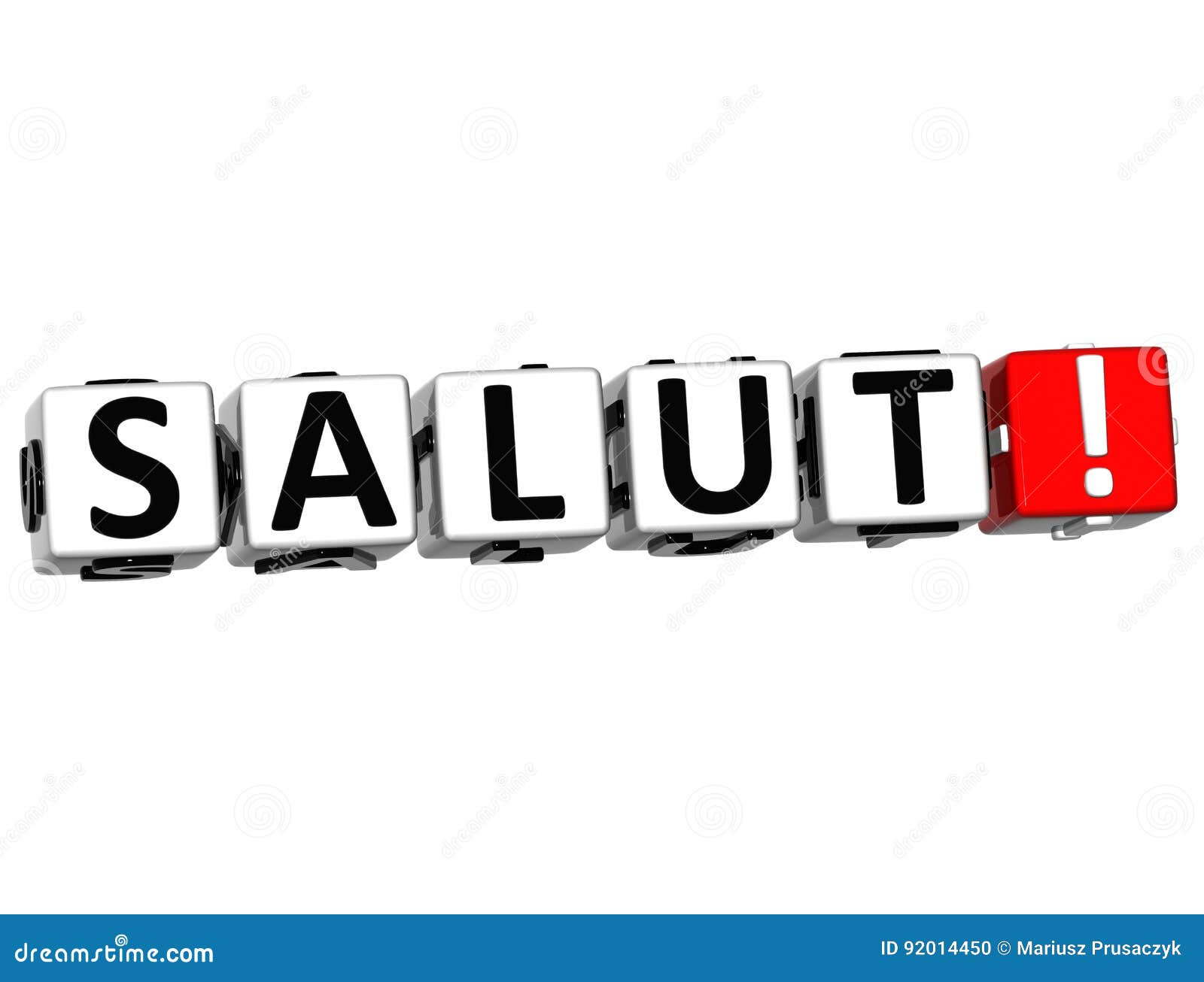 3D Salut Block Text on White Background Stock Illustration ...