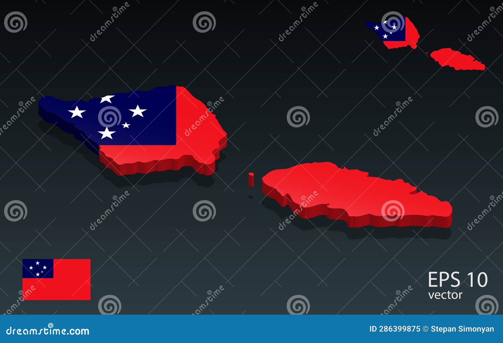 3D Samoa Map and Flag . 3D Shape Design . Independence Day Concept ...