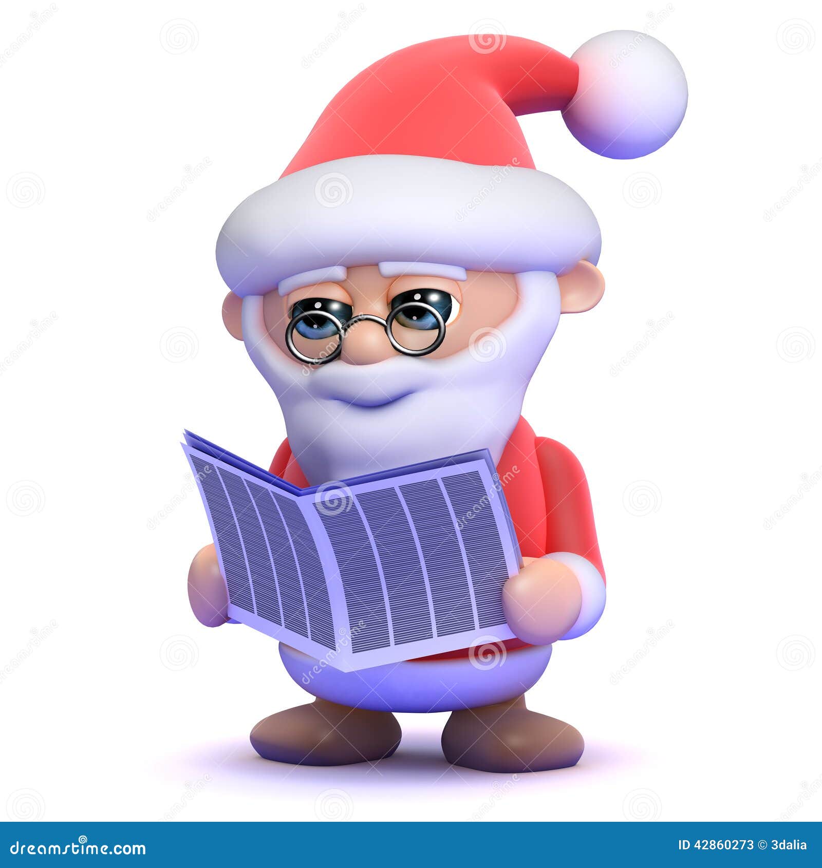 3d Santa Claus is Reading the Newspaper Stock Illustration ...