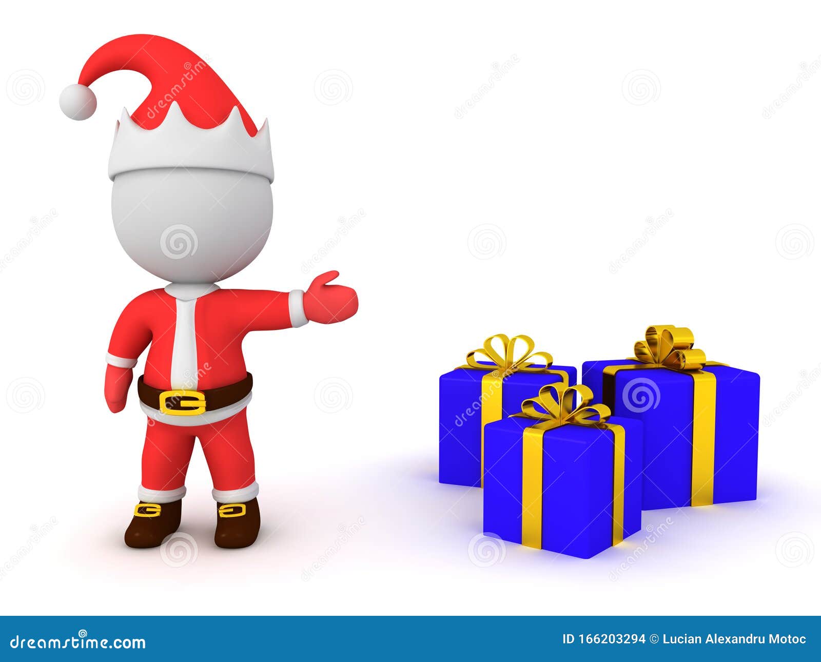 3D Santa Claus Showing Christmas Presents Stock Illustration ...