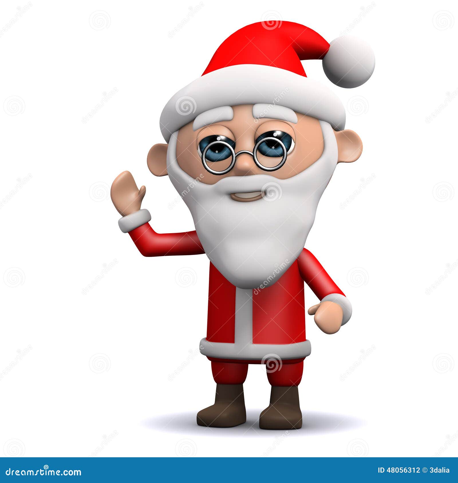3d Santa Claus waves hello stock illustration. Illustration of ...