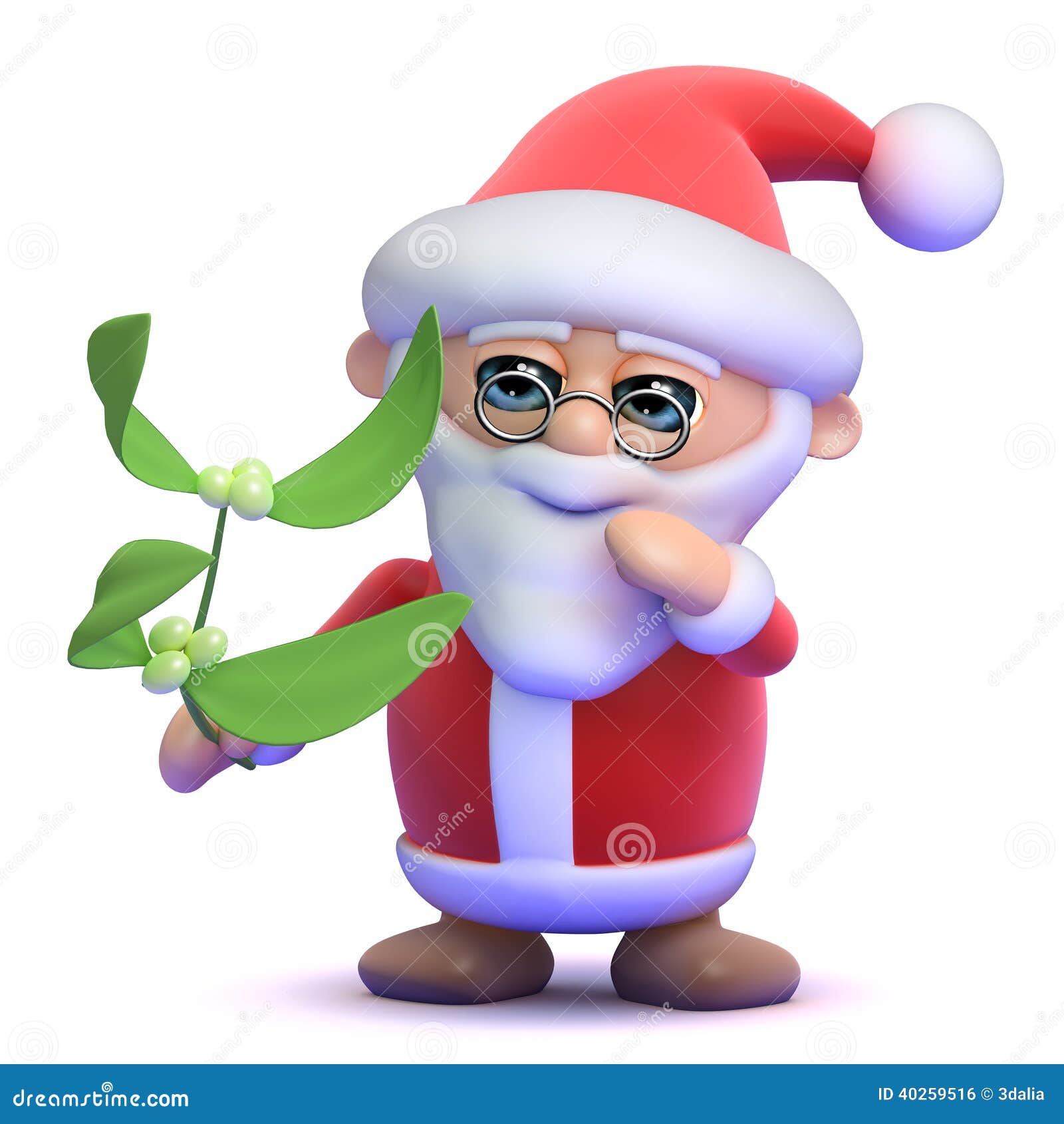 3d Santa Has Some Mistletoe Stock Illustration - Illustration of claus ...