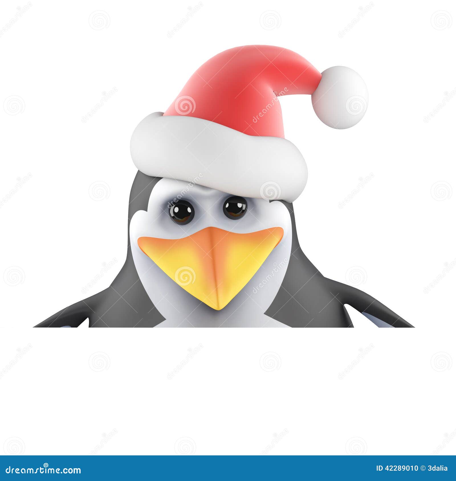 3d Santa Penguin Peeps Over the Top Stock Illustration - Illustration ...