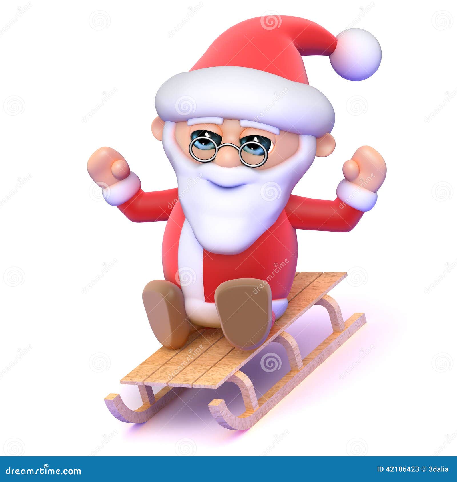 3d Santa on a sledge stock illustration. Illustration of sleigh - 42186423