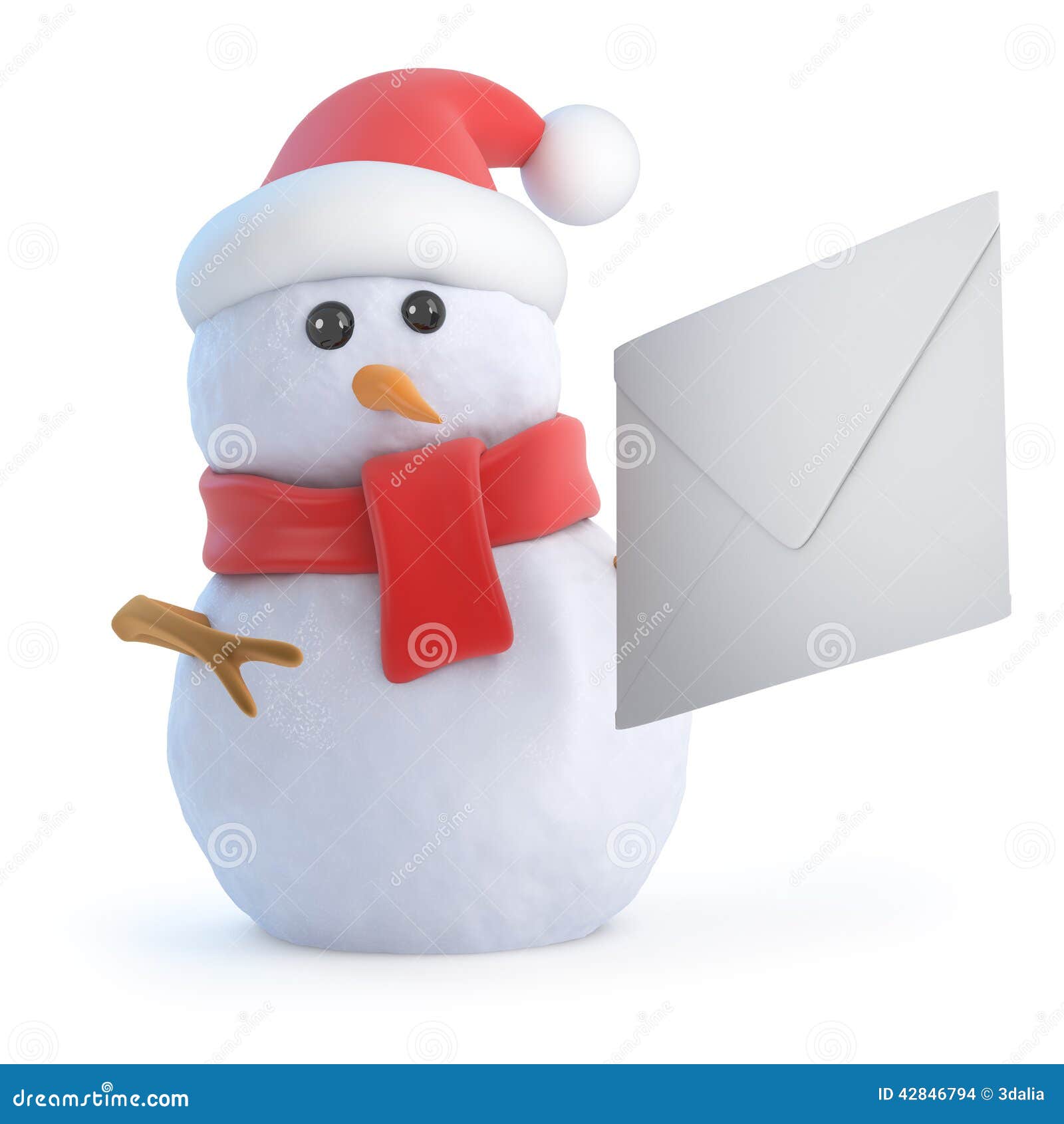 3d Santa snowman gets mail stock illustration. Illustration of postal ...