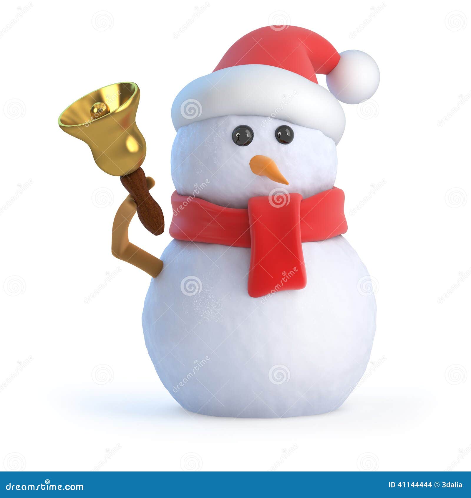 3d Santa Snowman Rings His Bell Stock Illustration - Illustration of ...