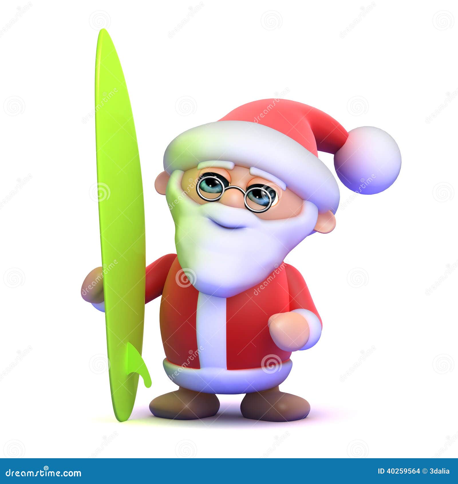 3d Santa surfs stock illustration. Illustration of dude - 40259564