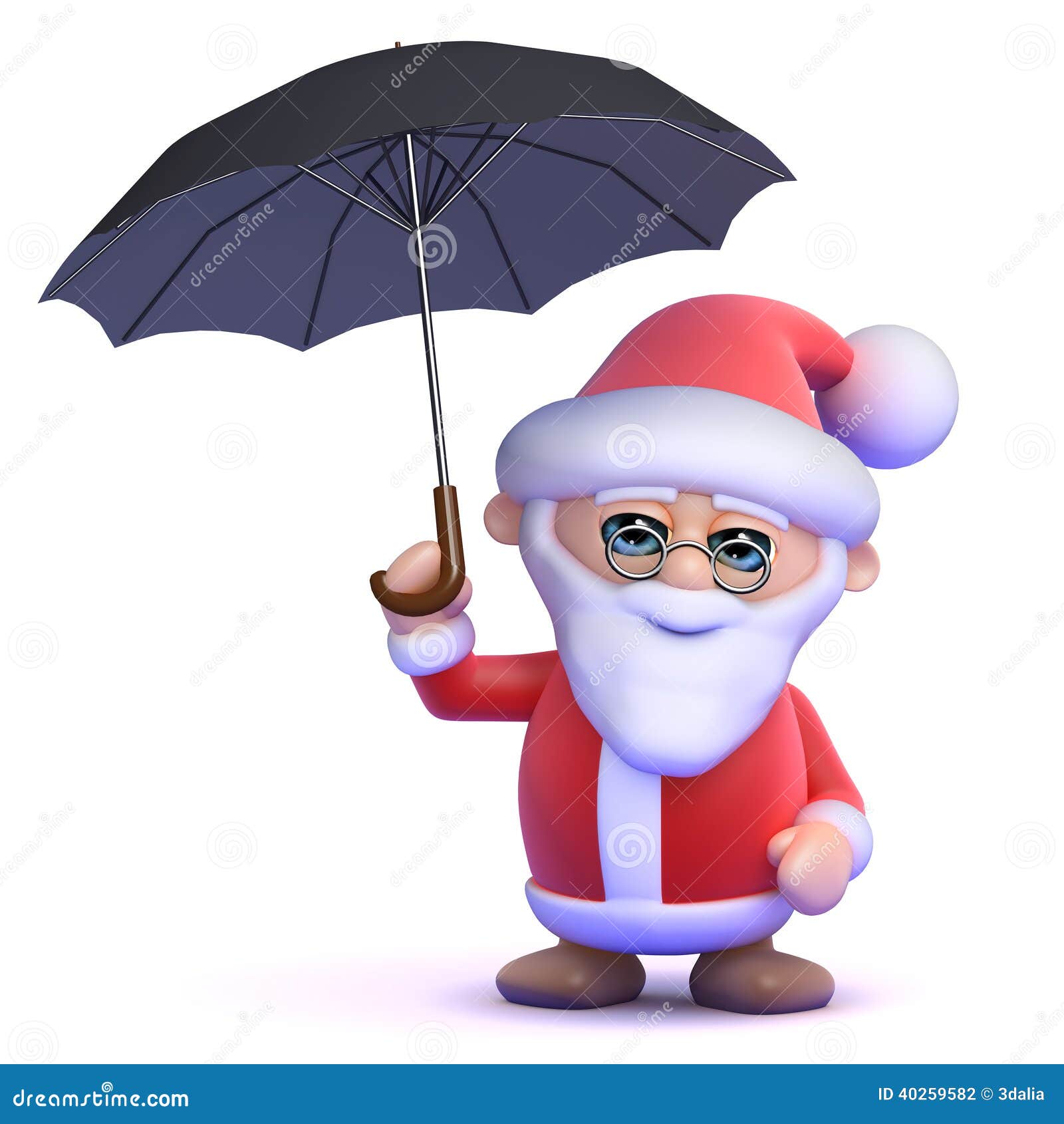 3d Santa under umbrella stock illustration. Illustration of storm ...