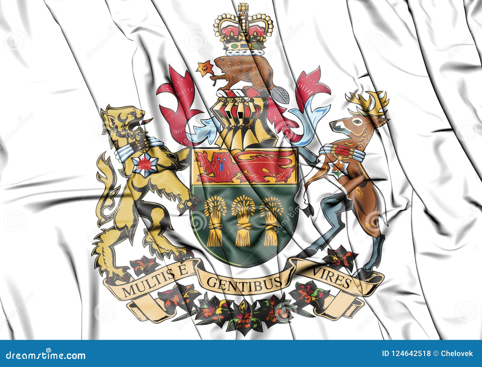 3D Saskatchewan Coat of Arms, Canada. Stock Illustration - Illustration ...