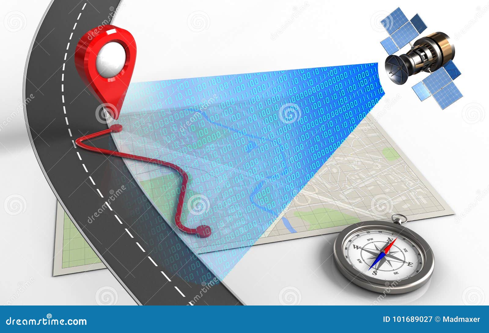 3d Satellite Digital Signal Stock Illustration - Illustration of route ...