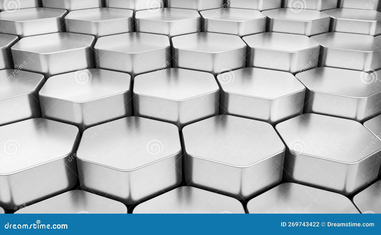 3d Satin Metal Hexagon Background in White. 3d Render Illustration ...