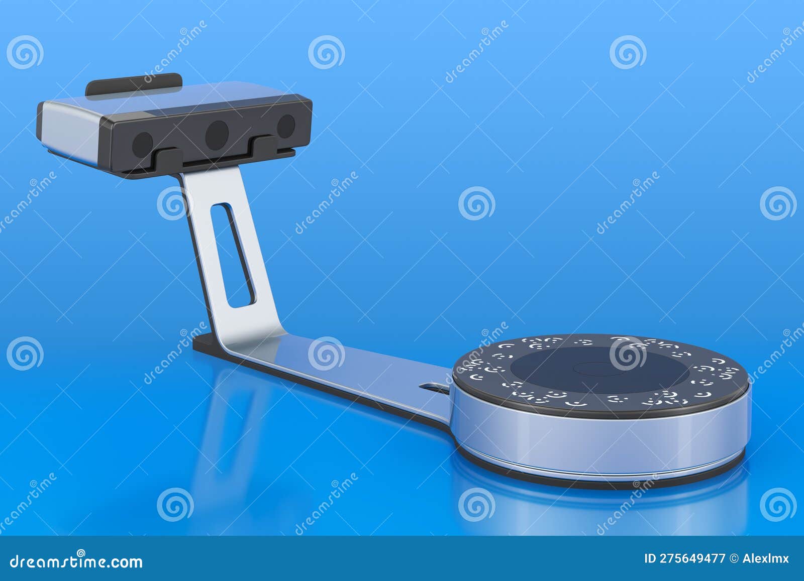 3D Scanner on Blue Background, 3D Rendering Stock Illustration ...