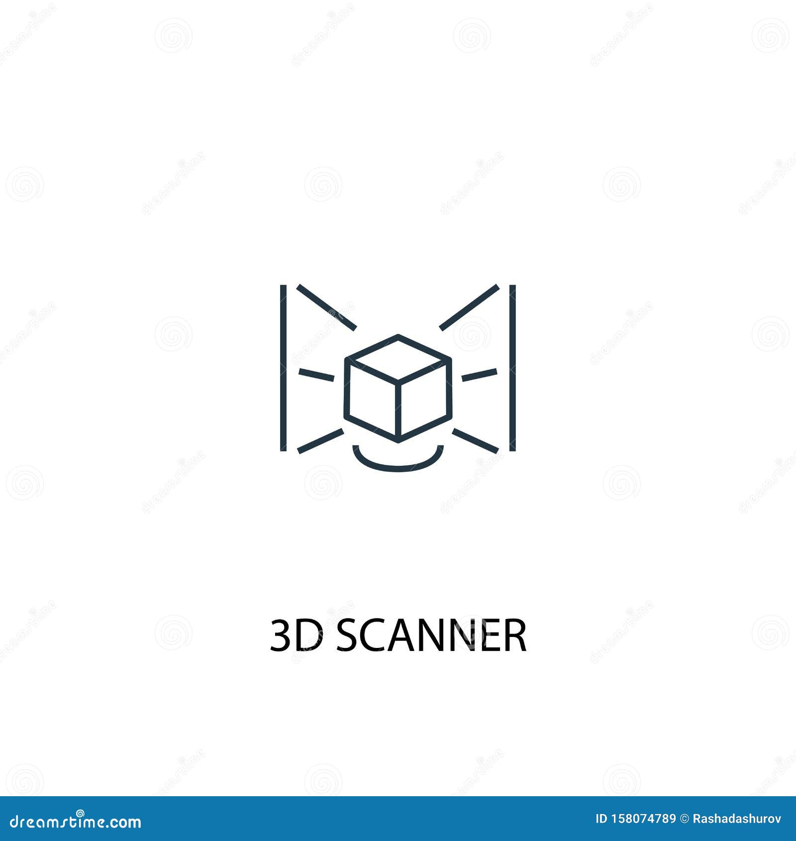 3d Scanner Concept Line Icon. Simple Stock Vector - Illustration of ...