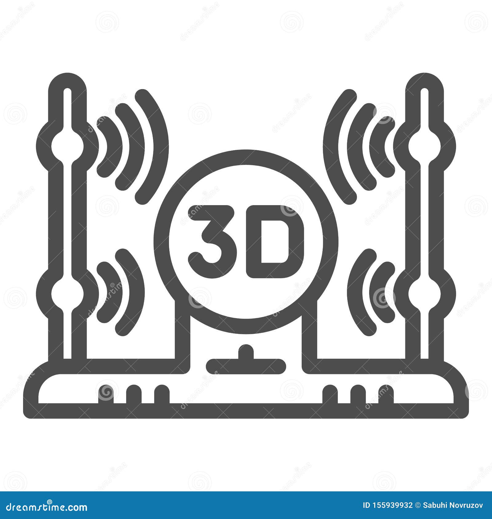 3D Scanner Line Icon. 3d Scanning Vector Illustration Isolated on White ...