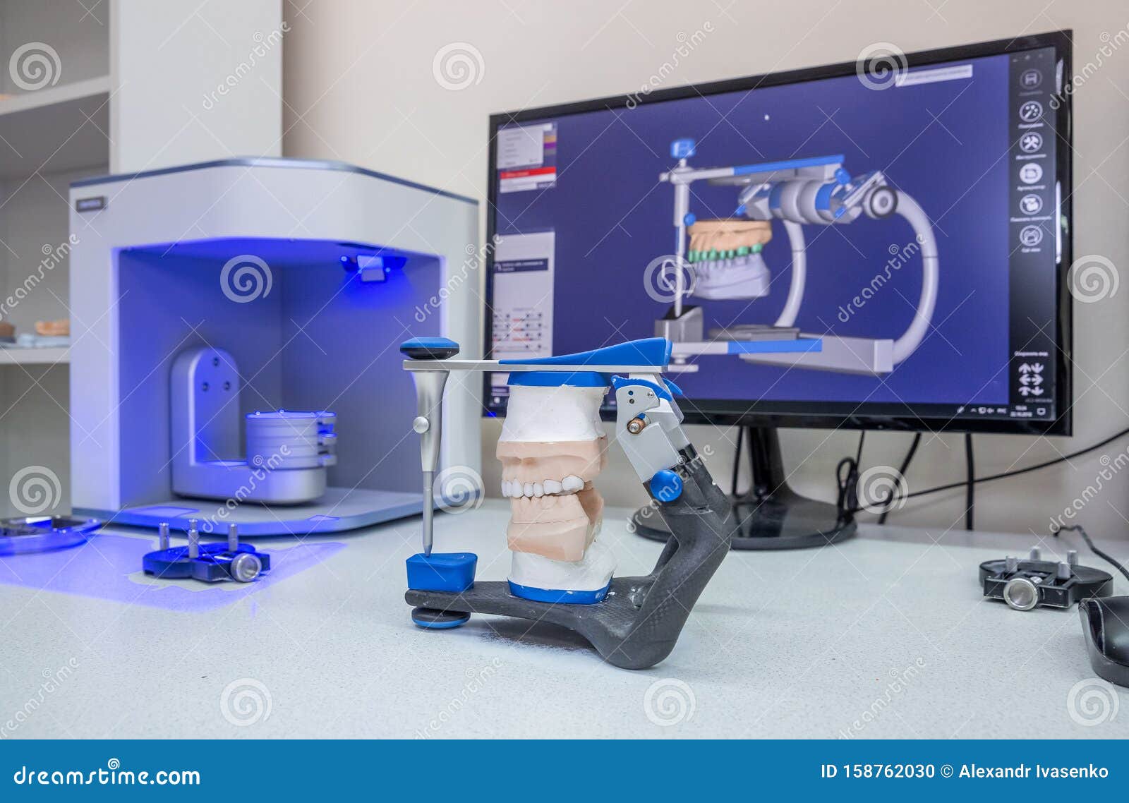 3D Scanner and PC in the Process of Creating Dentures Stock Photo ...