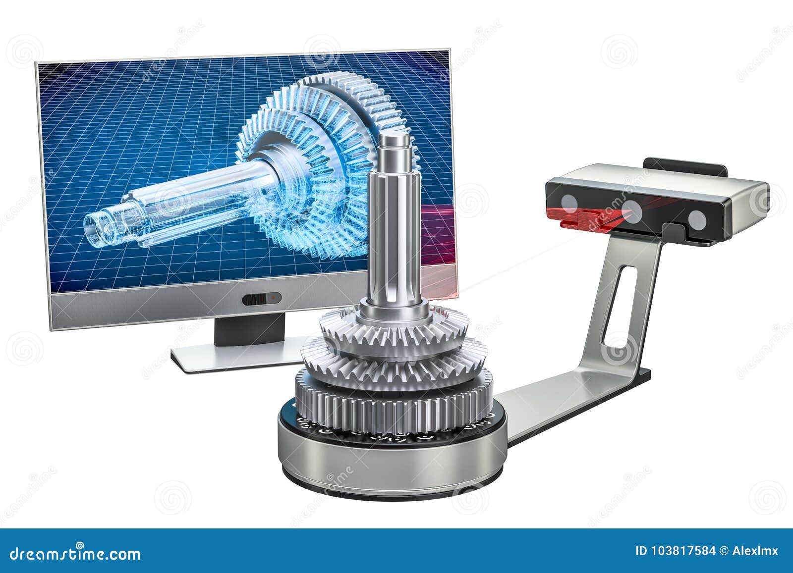 3d Scanner Scanning Of Object With Computer Monitor 3d Rendering Stock 2880