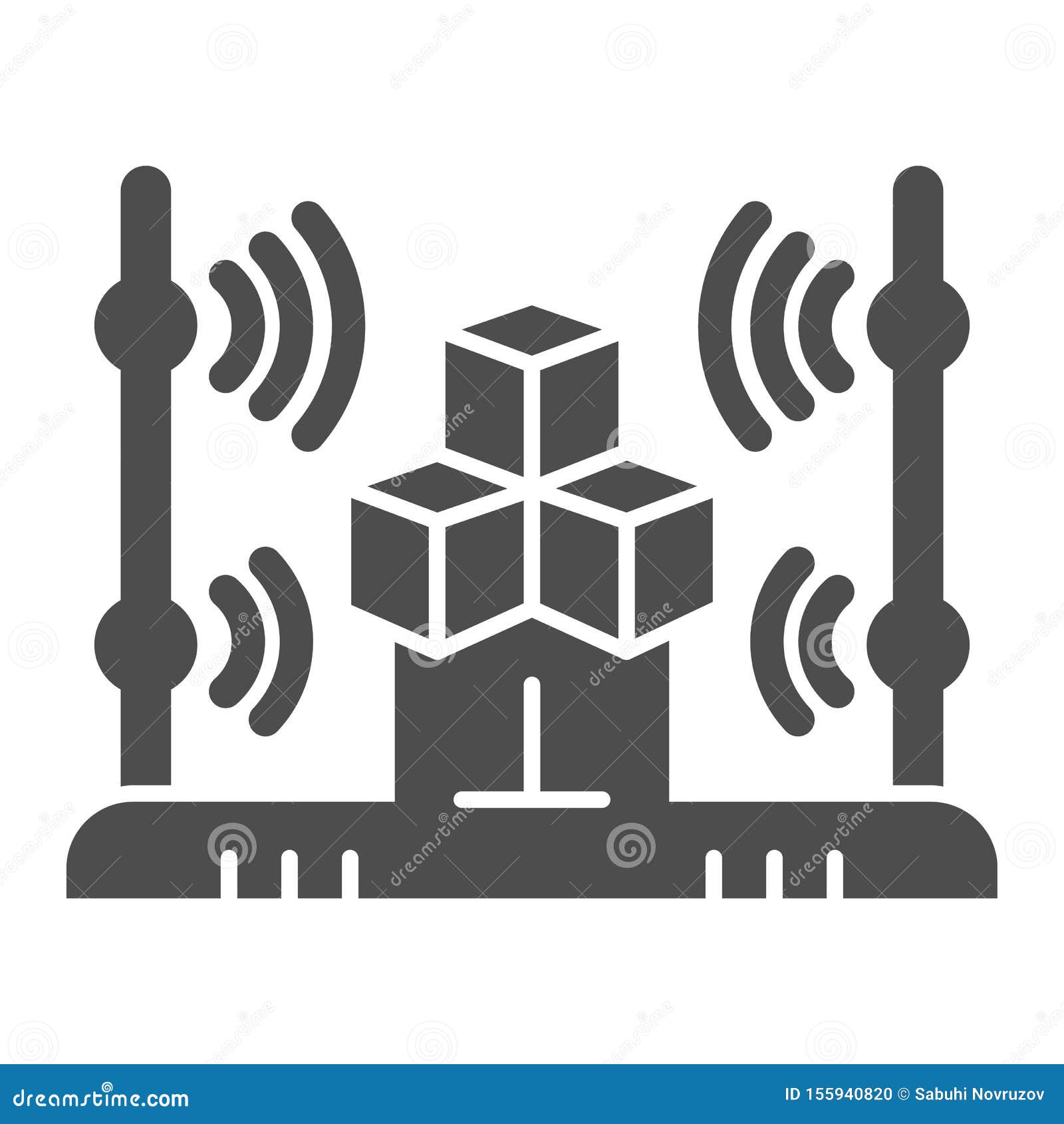 White 3D Scanner With Cube Projection Icon Isolated On White Background ...