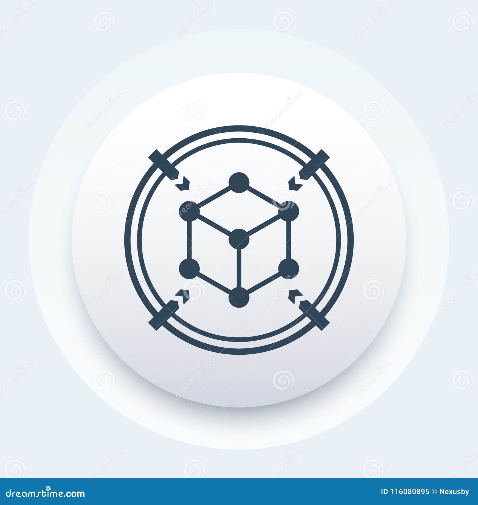 Cubic Structure With White Spheres Connected By Blue Light Connections ...