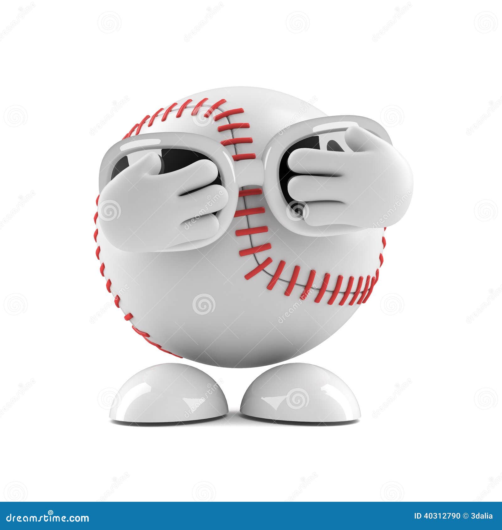 3d Scared baseball stock illustration. Illustration of leisure - 40312790