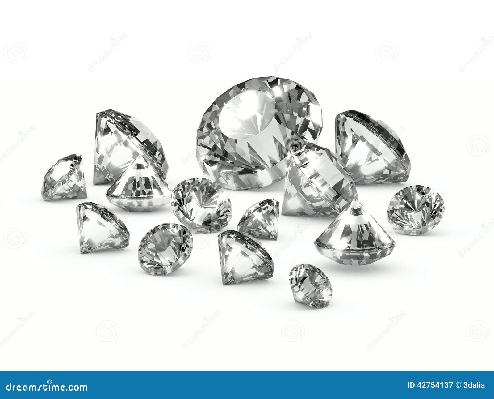 3d Scattered diamonds stock illustration. Illustration of present ...