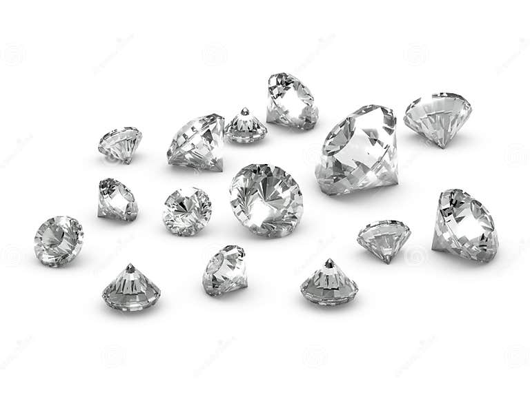 3d Scattered diamonds stock illustration. Illustration of diamonds ...
