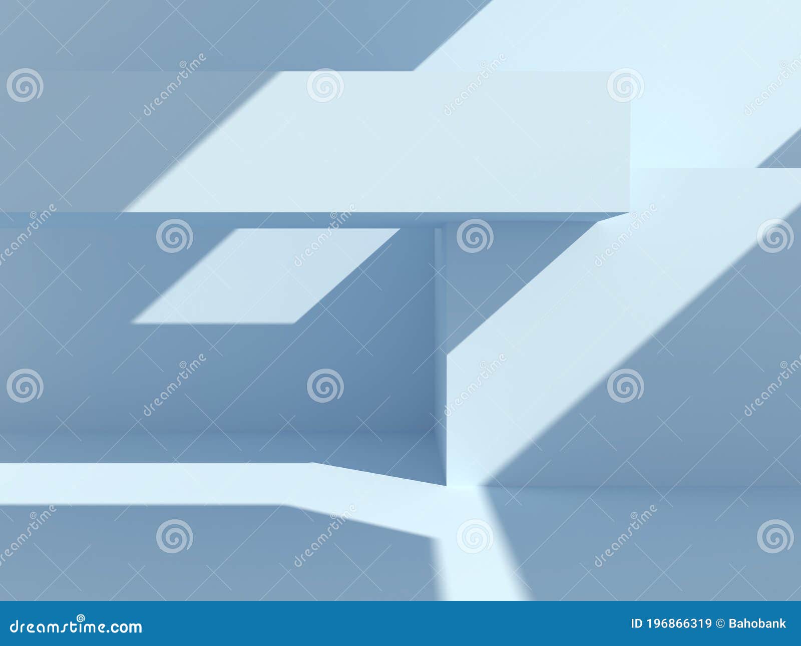 3D Scene - Abstract Blue Architectural Scene with Clear Sunlight ...