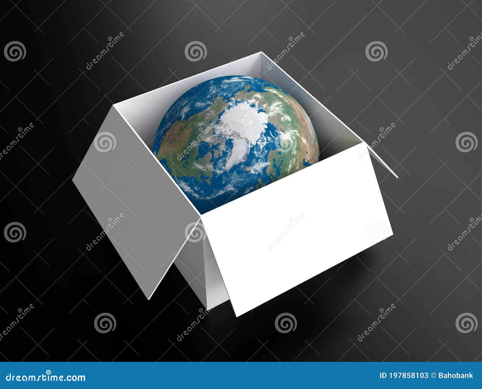 3D Scene - a Globe in a Rectangular Box / 3D Render Stock Illustration ...