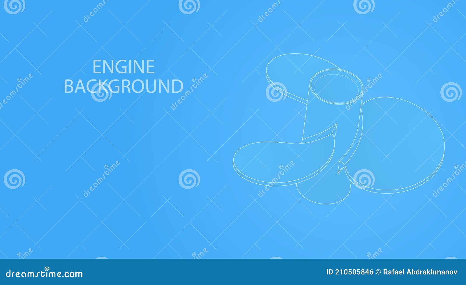3d Scheme Drawing of a Motor Boat Propeller on a Blue Background ...