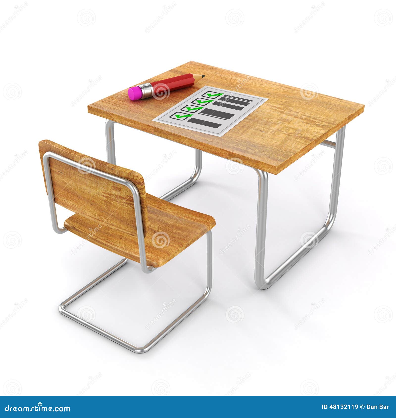 3d schoolbank en stoel stock illustratie. Illustration of binnenlands ...