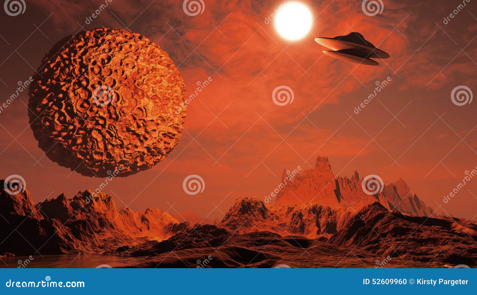 3D science fiction scene stock illustration. Illustration of earth ...