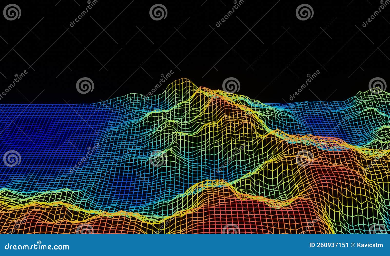 3D Scientific Grid Landscape Stock Illustration - Illustration of ...