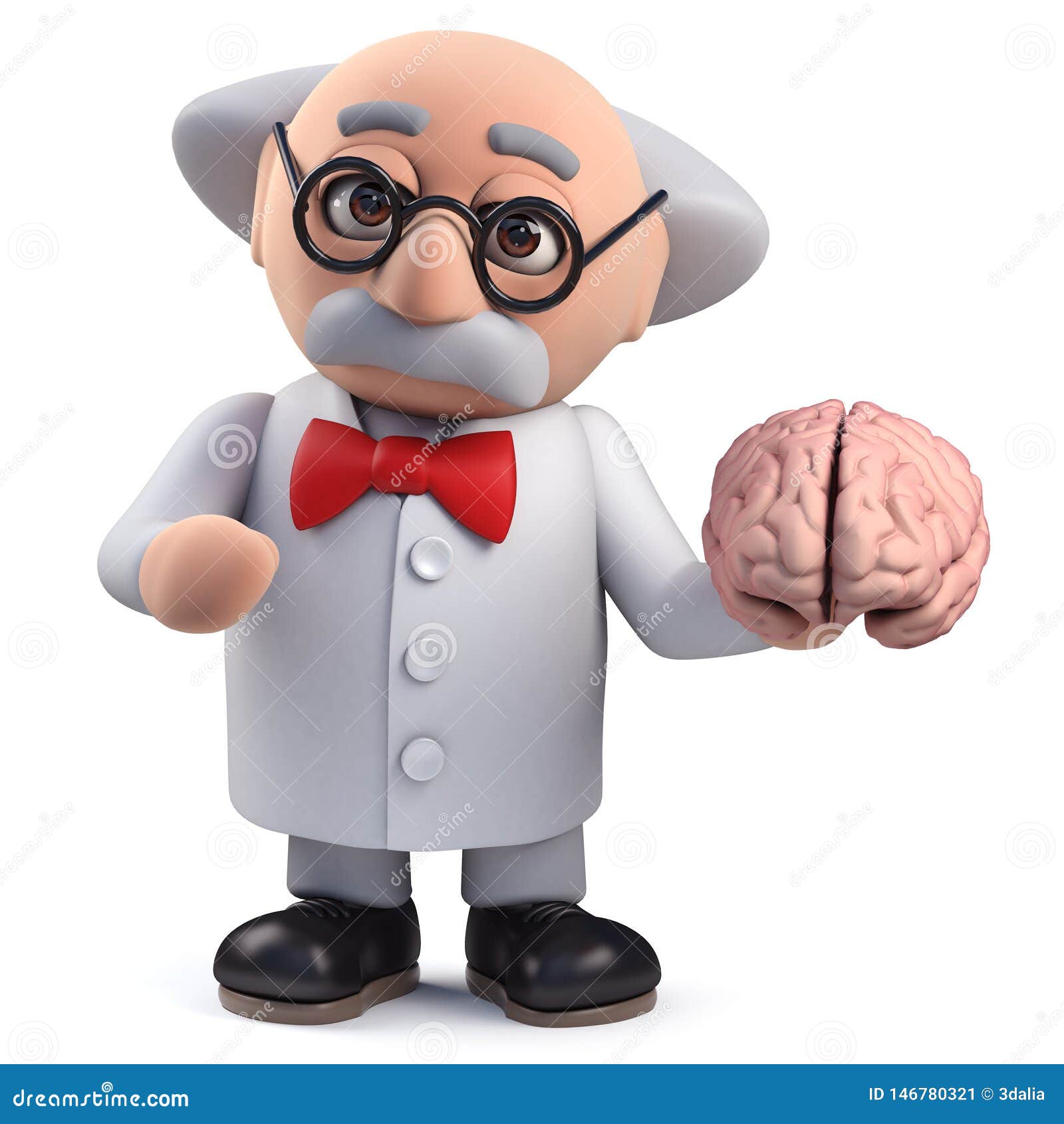 3d Scientist Character Holding a Human Brain Stock Illustration ...