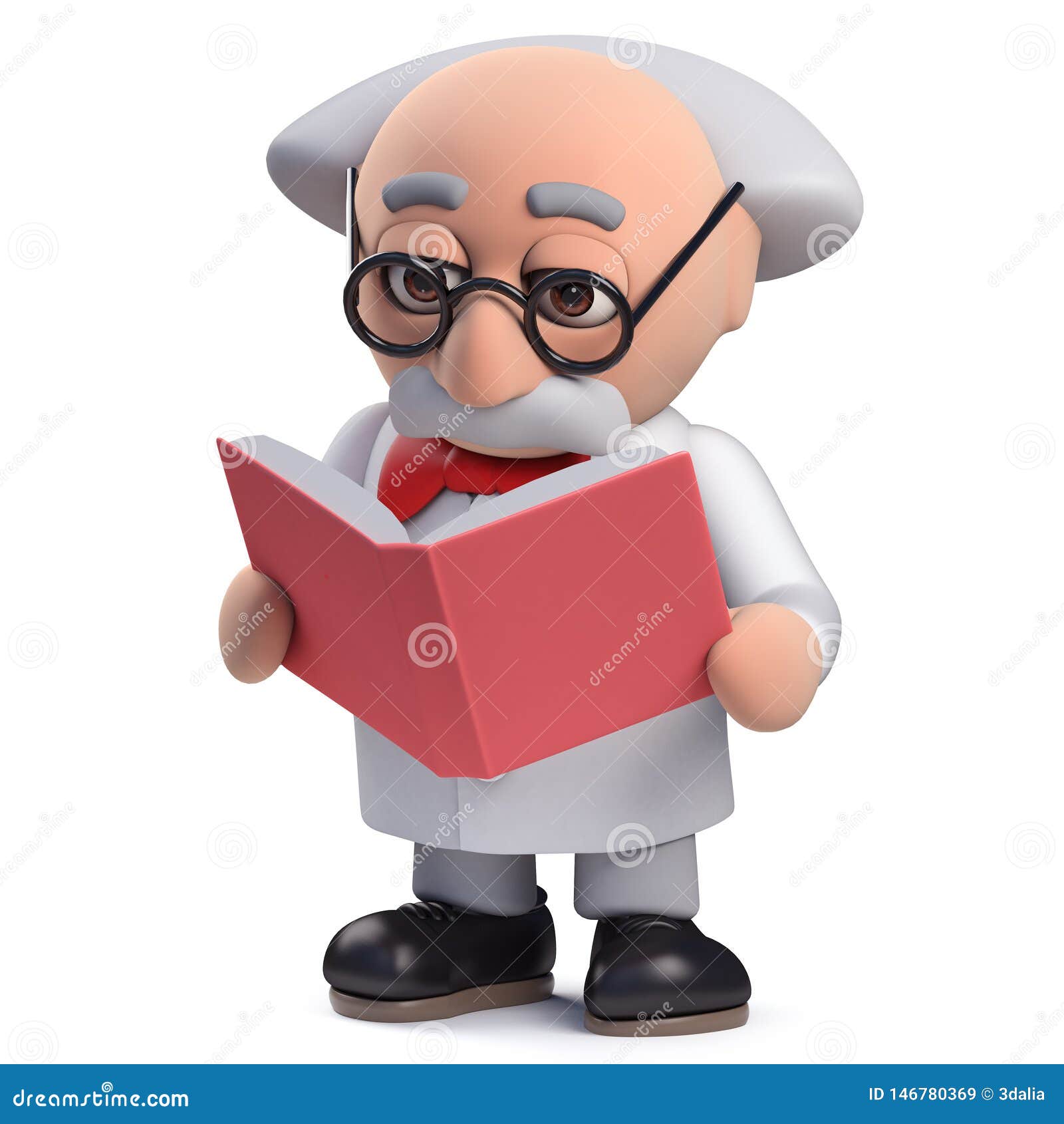 3d Scientist Character Studying a Book Stock Illustration ...